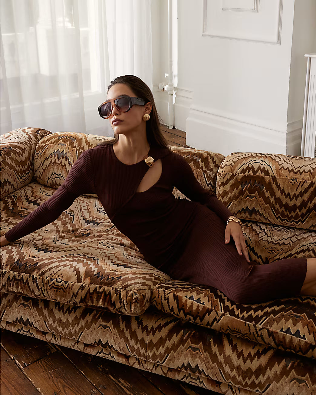 Brown Cut out rib midi dress – Tryzens Storefront